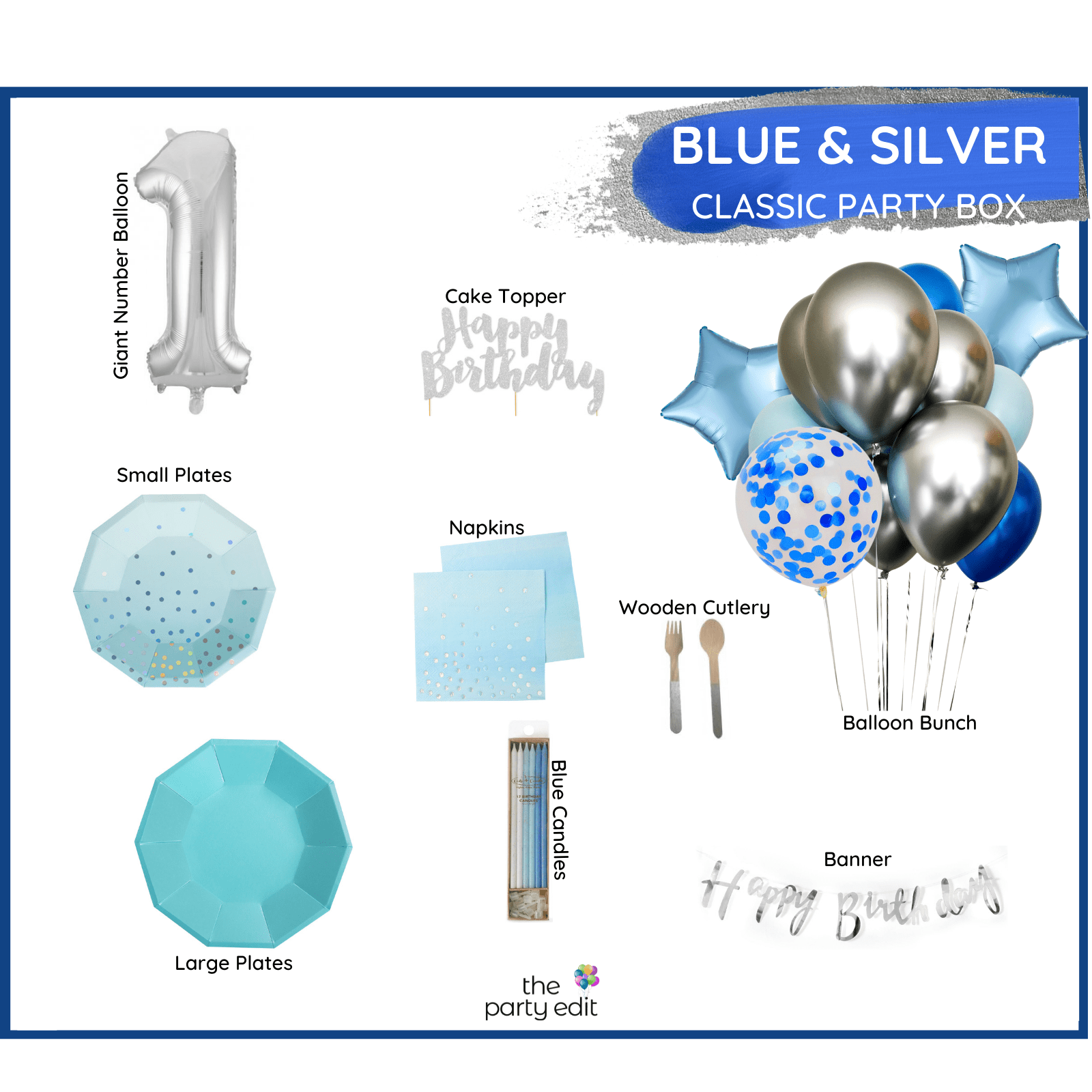 Blue & Silver Party Box - CLASSIC BOX – The Party Edit
